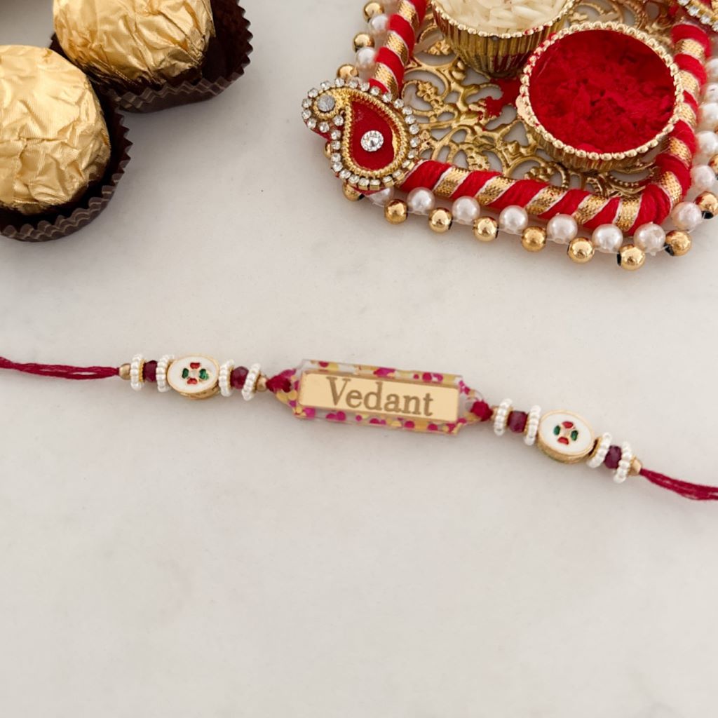 Personalised Name Rakhi Rectangle - Pink – KnK krafts