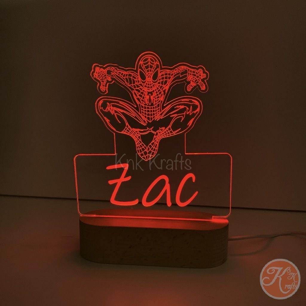 Personalised Spiderman Led Night Light – KnK krafts